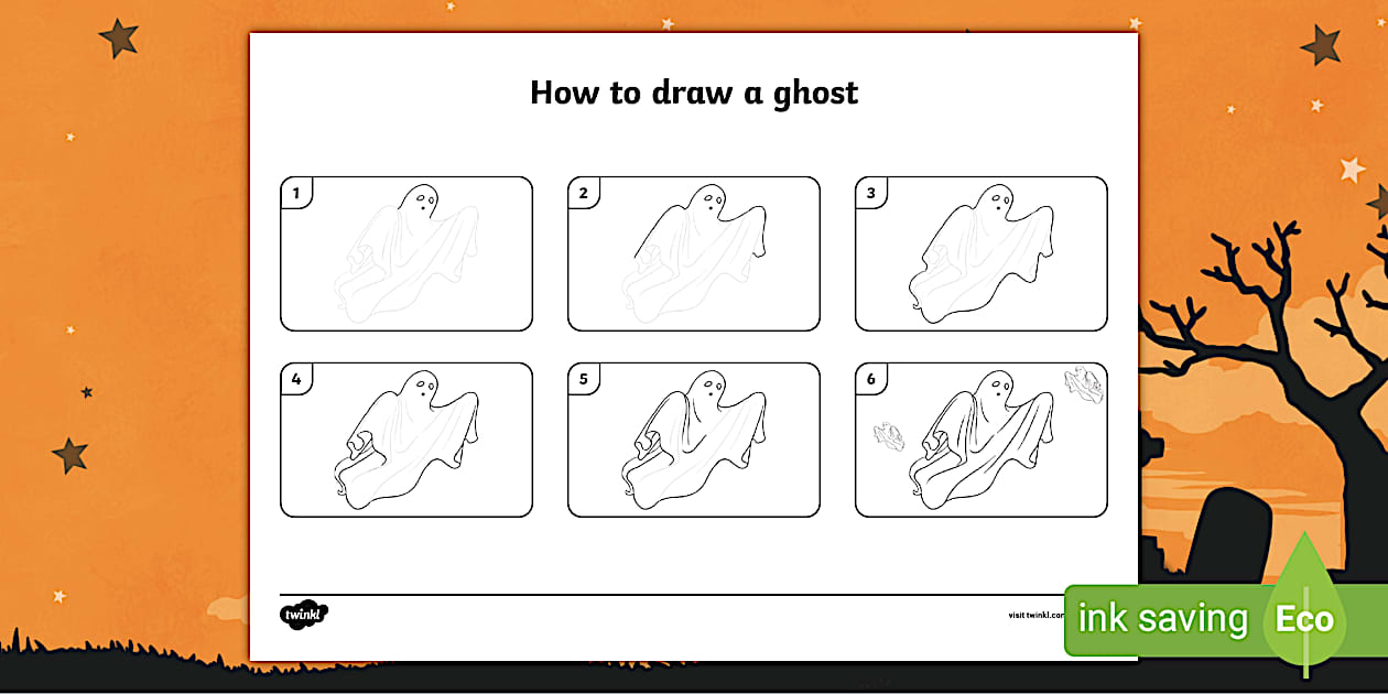Halloween Ghost Drawing Guide | How To | Twinkl - Twinkl