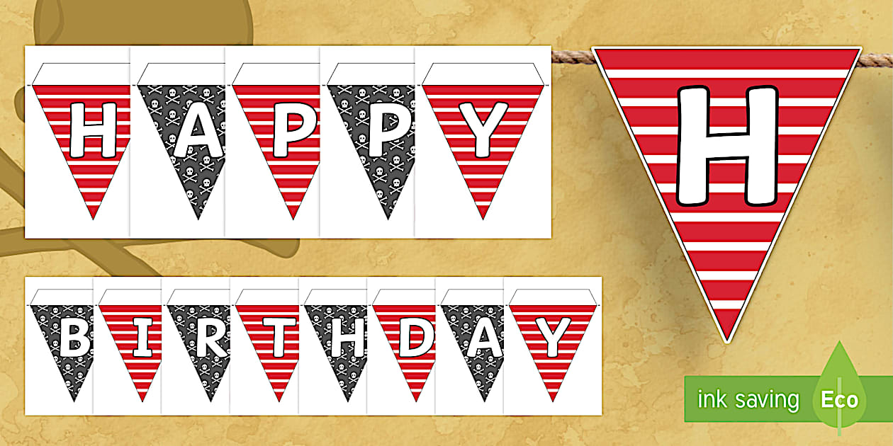 Pirate Themed Birthday Party Happy Birthday Bunting