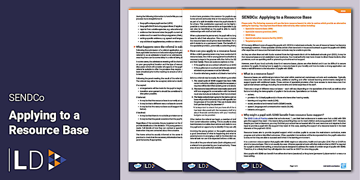 SENDCo: Applying to a Resource Base (Teacher-Made) - Twinkl