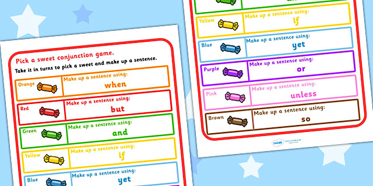 Editable Conjunction Practice Pick A Sweet Game - Twinkl