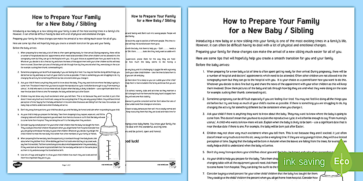 Editable How to Prepare Your Family for a New Baby Guide