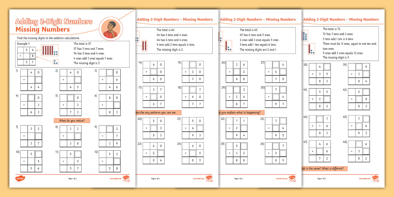 👉 KS2 2-Digit Number Addition - Missing Number Worksheet