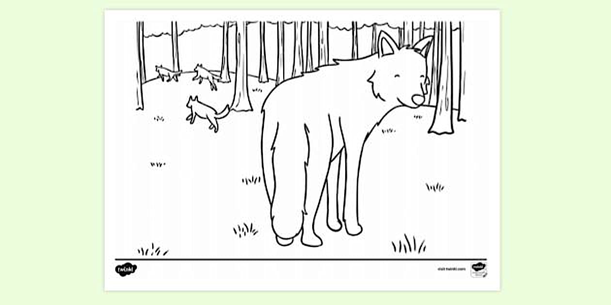 Forest With Wolves Colouring Sheet (Lehrer gemacht) - Twinkl