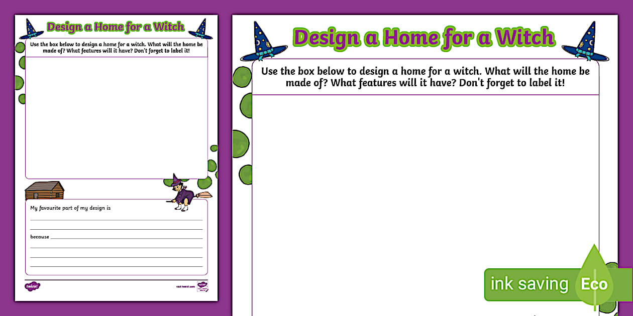 Design a Witch Home Worksheet (teacher made) - Twinkl
