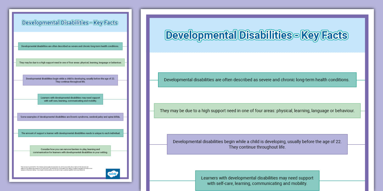 Developmental Disabilities Key Facts Poster - Twinkl