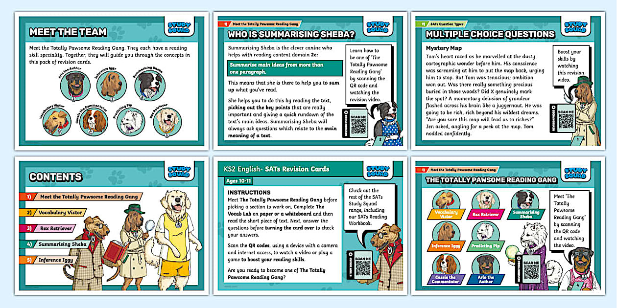 Study Squad KS2 SATs Reading Revision Flashcards - Twinkl