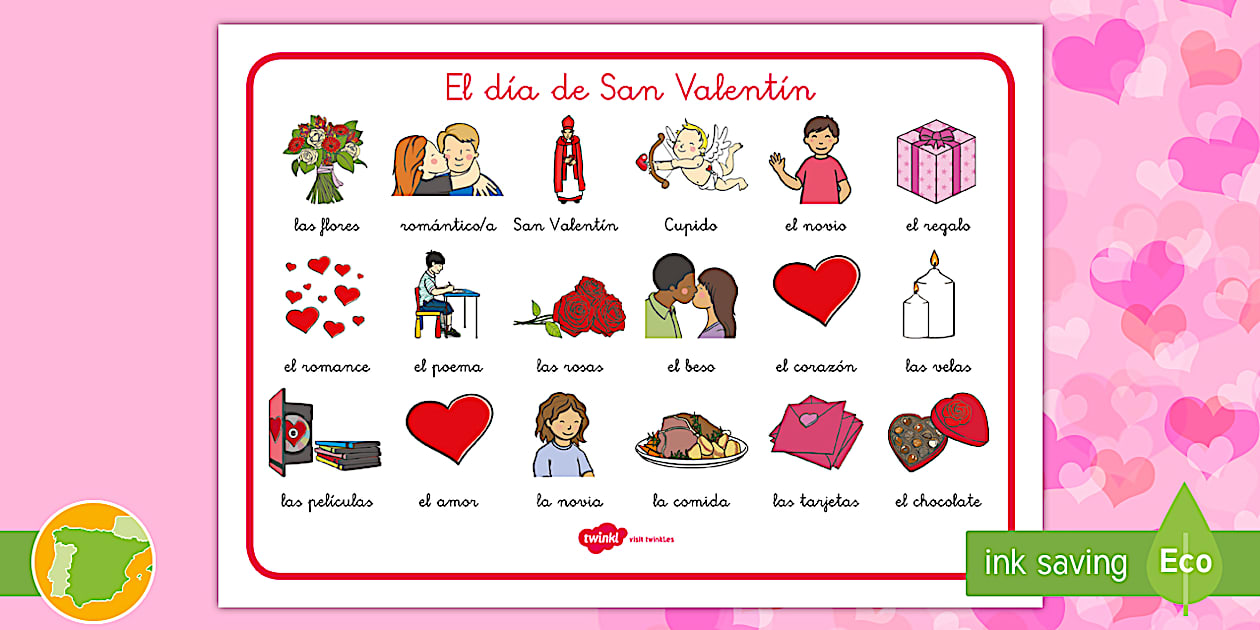 Tapiz de vocabulario: El día de San Valentín - Twinkl