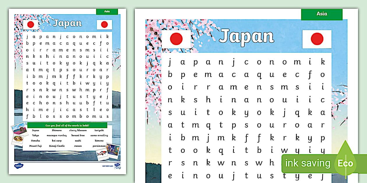 KS2 Japan Word Search (Lehrer gemacht) - Twinkl
