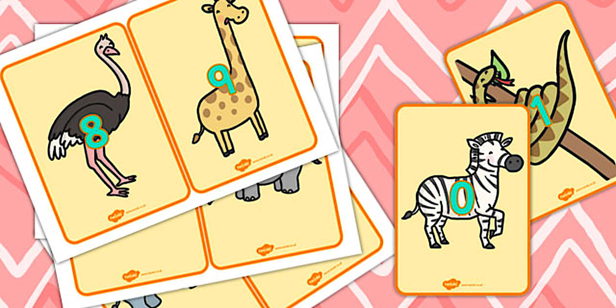 Editable 0 - 50 Display Numbers on Safari Animals - Twinkl