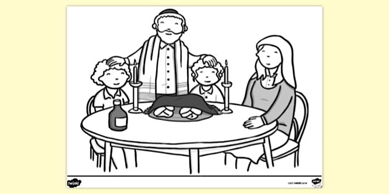 Jewish Family Blessing Boy with Cross | Colouring Sheets