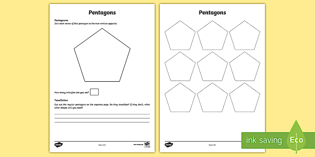 Five sided Shapes – Pentagon Investigation Worksheets