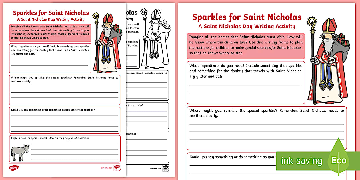 Saint Nicholas Day Worksheet | Writing Activity | Twinkl