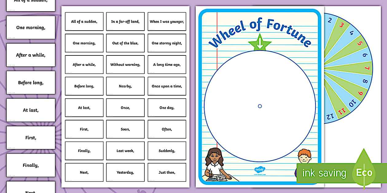 Simple Sentence Starters Wheel of Fortune Activity Pack
