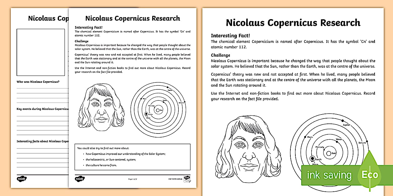 Editable Nicolaus Copernicus Research Worksheet - Twinkl