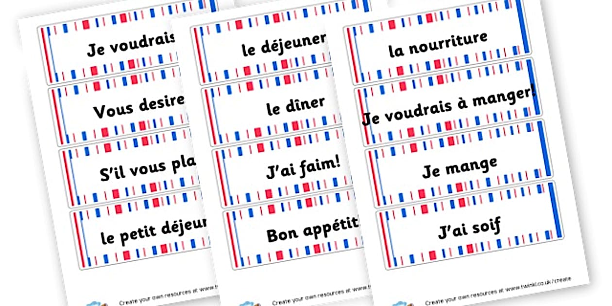 French Eating Word Cards (teacher made) - Twinkl
