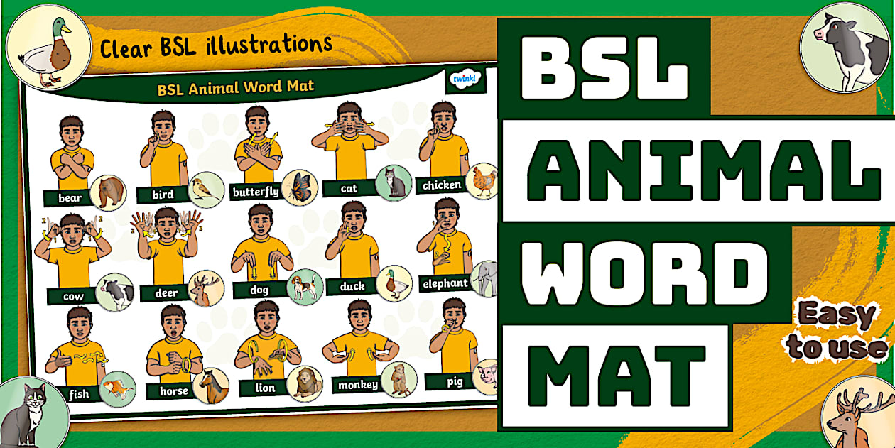 BSL Animal Word Mat
