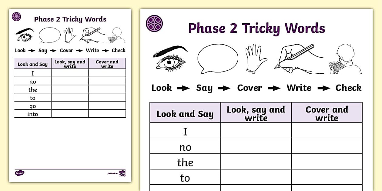 Middle East Phase 2 Tricky Words Writing Practice Worksheets