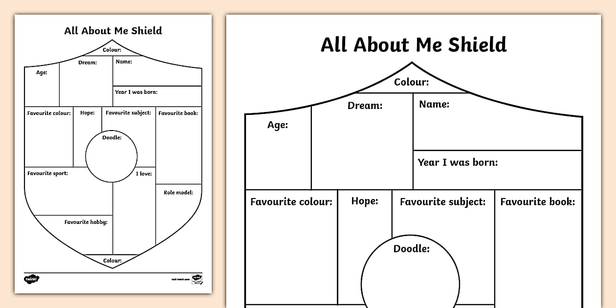 All About Me Shield (teacher made) - Twinkl