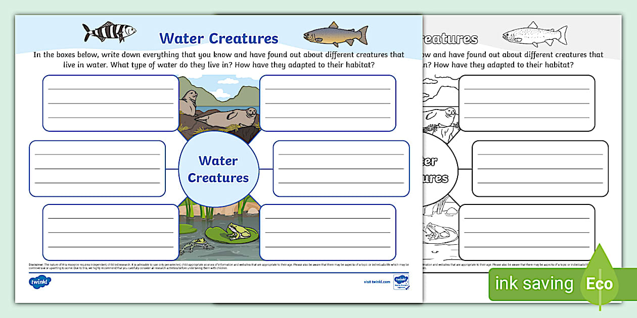 Water Creatures Mind Map (teacher made) - Twinkl
