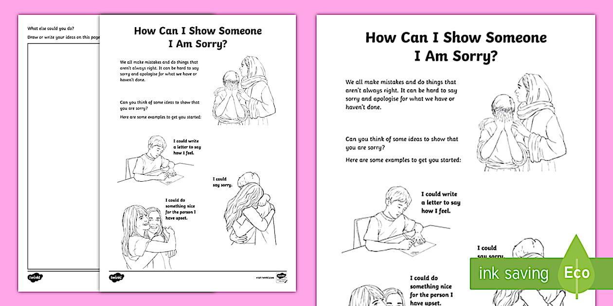 How Can I Show Someone I Am Sorry? Worksheet (teacher made)