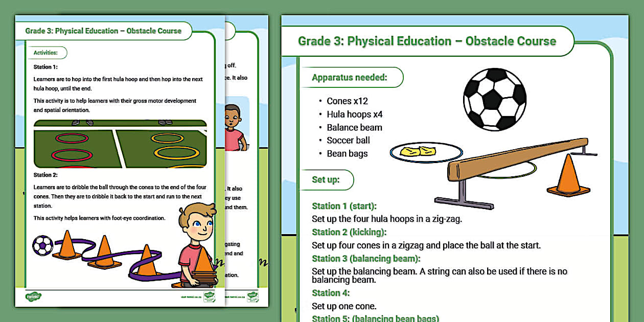 Grade 3 Physical Education: Obstacle Course (teacher made)