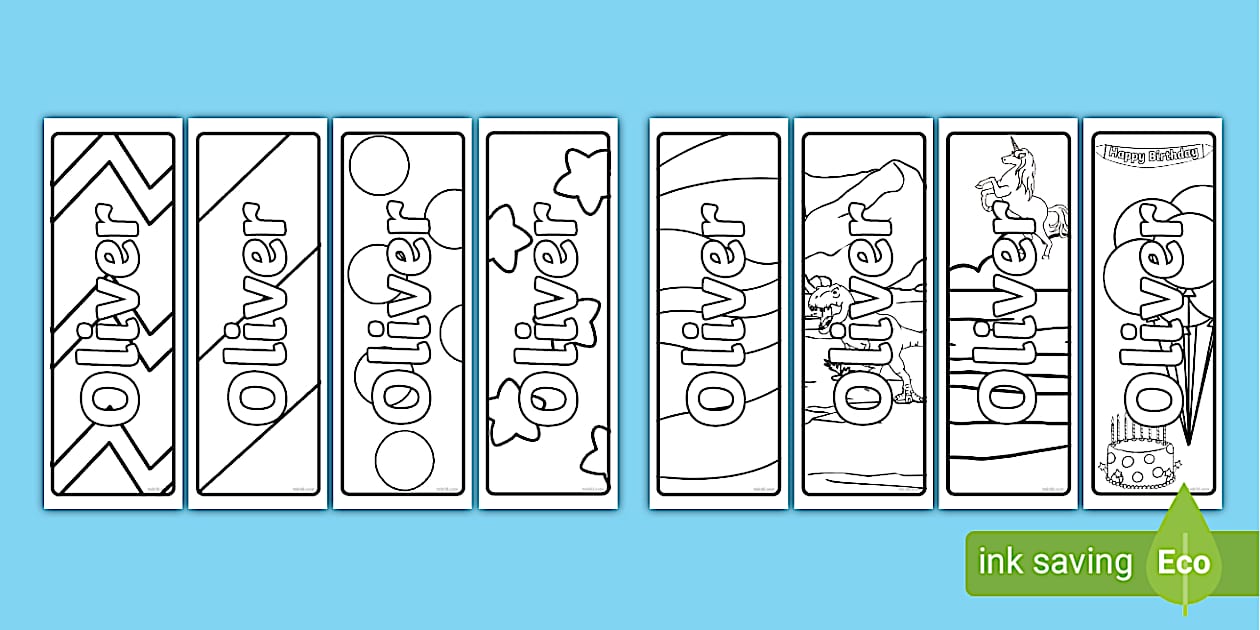 Oliver Name Simple Colouring Bookmarks | Twinkl | KS1
