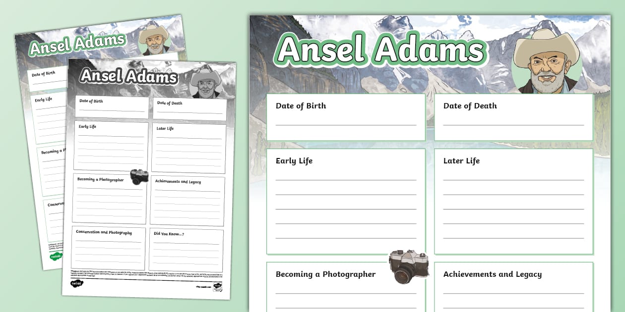 Ansel Adams Fact File Template - Twinkl Fact File - Twinkl