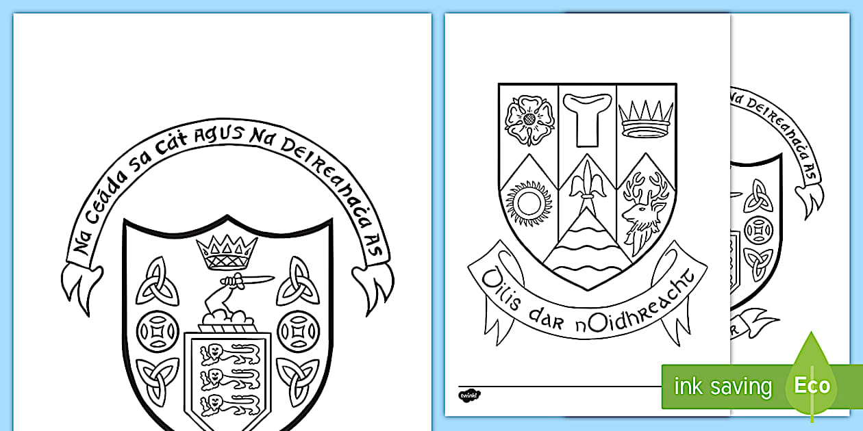 County Clare Crest Colouring Pages | Twinkl (teacher made)
