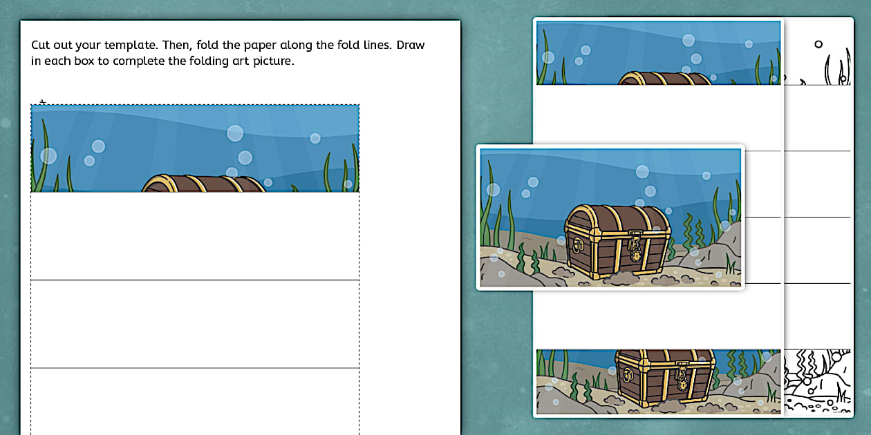 Treasure Chest Folding Art Template (teacher made) - Twinkl