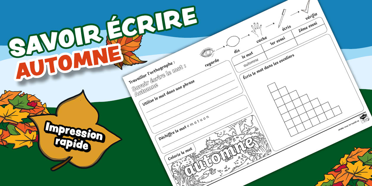 Travailler l'orthographe : automne - Twinkl