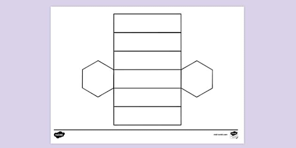 Hexagonal Prism Net Colouring | Colouring Sheets - Twinkl