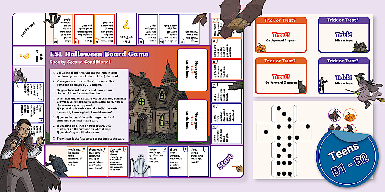 Spooky Halloween Board Game for Teens (Hecho por educadores)