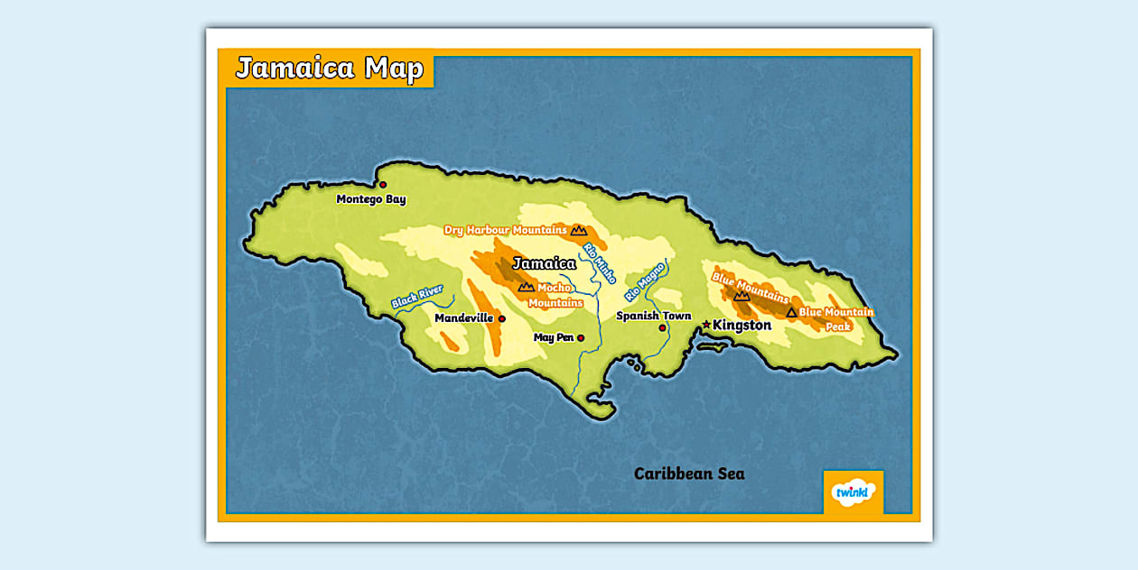 KS2 Jamaica Display Map - Geography (Teacher-Made) - Twinkl