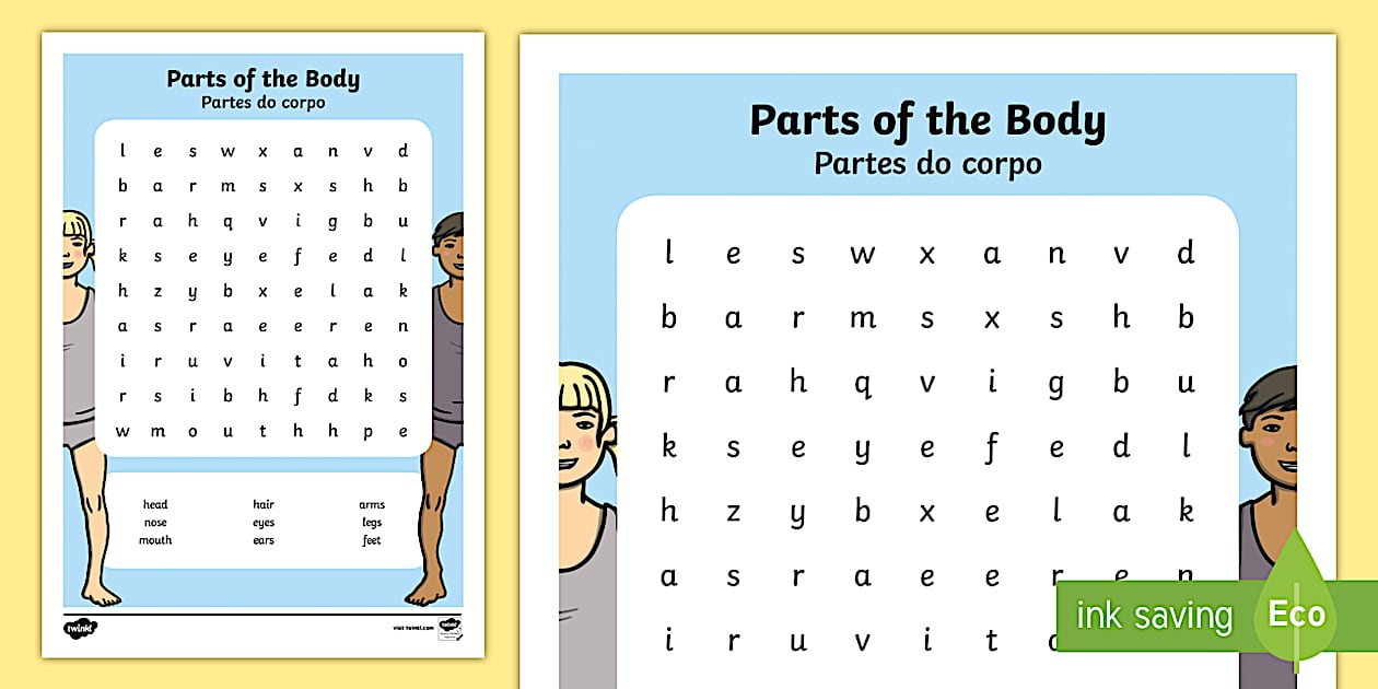 Parts of the Body Word Search English/Portuguese - Twinkl