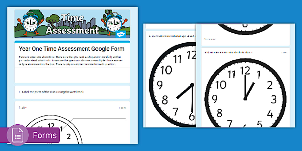 Year One Time Assessment Google Form - Digital Assessments
