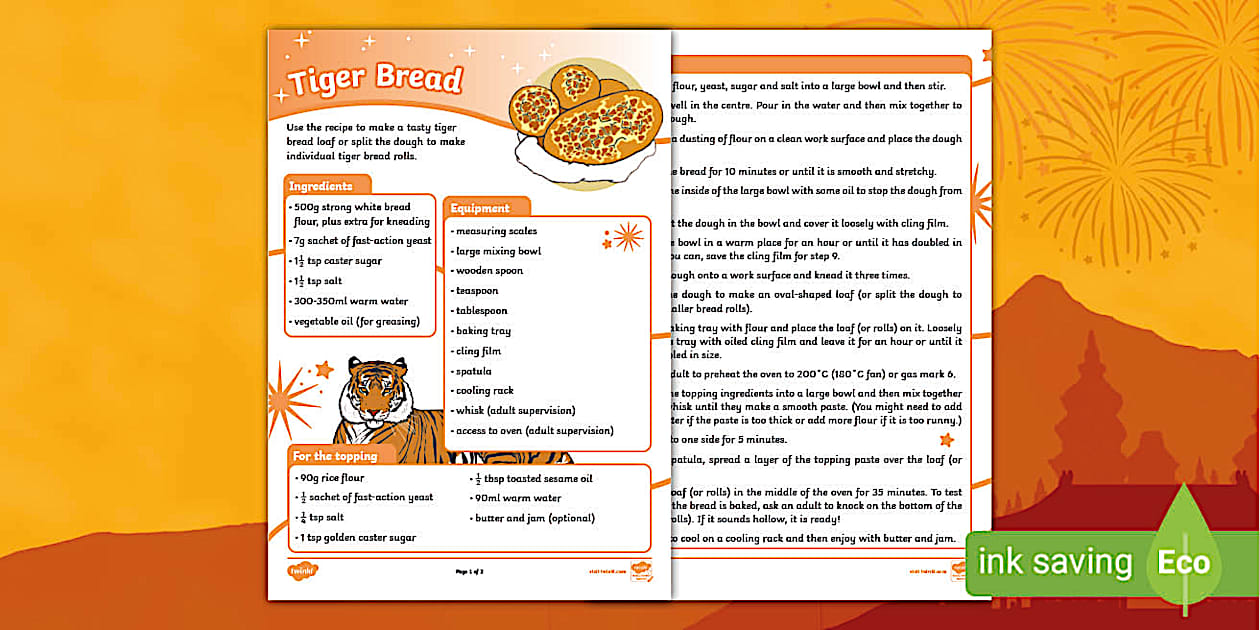 KS1 Year of the Tiger Chinese New Year Tiger Bread Recipe