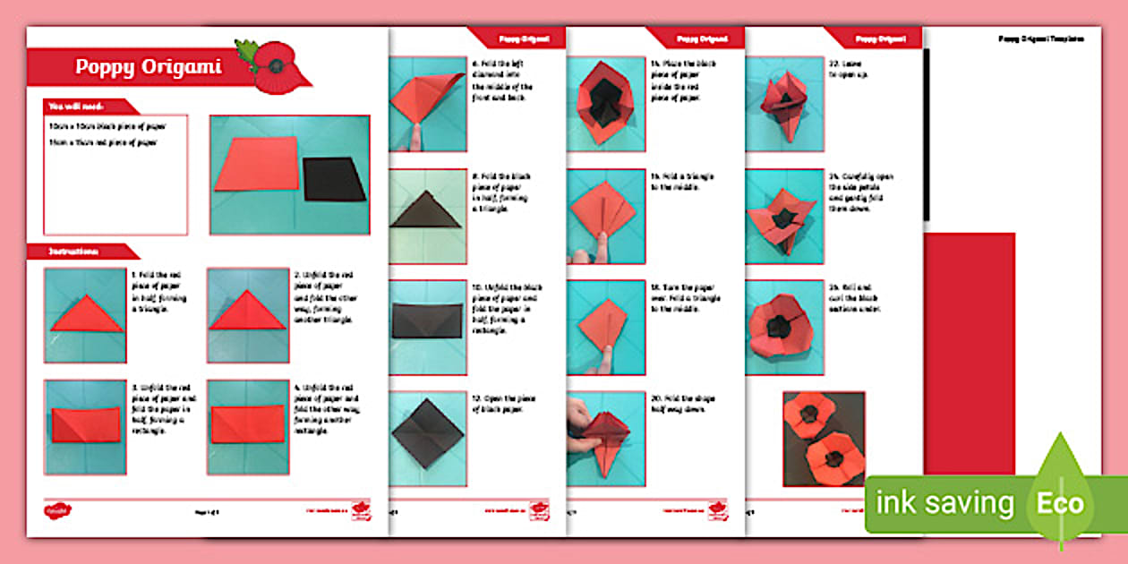 Poppy Origami Craft Instructions (teacher made) - Twinkl