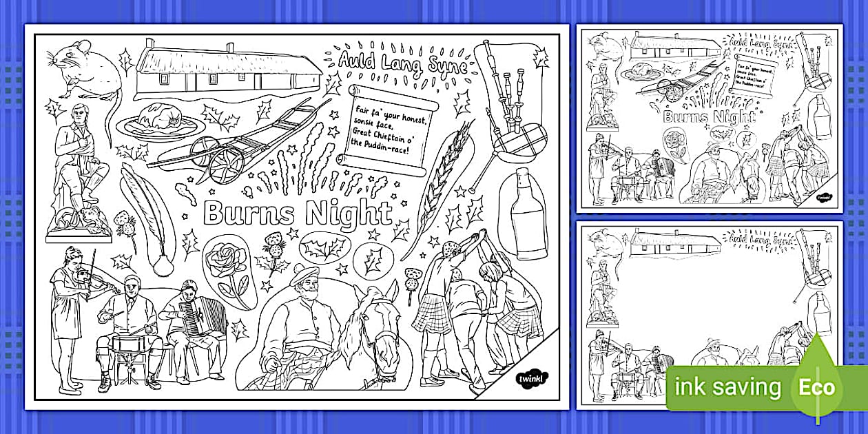 Burns Night Doodle Colouring Pages (teacher made) - Twinkl