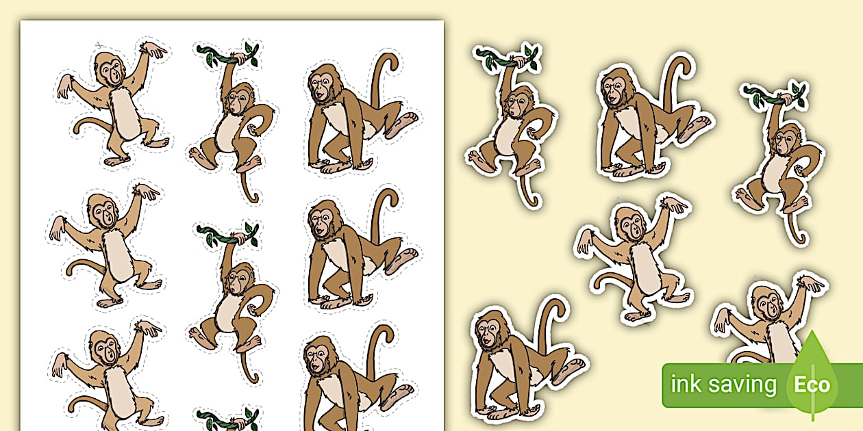 Small Monkey Cut-Outs (teacher made) - Twinkl