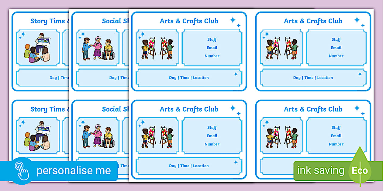 KS1 After School Club Information Cards (teacher made)