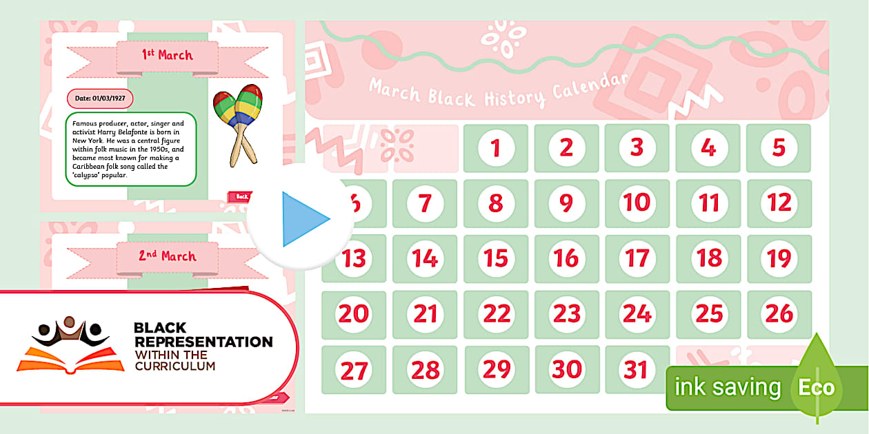 March Black History Events Calendar (teacher made) - Twinkl