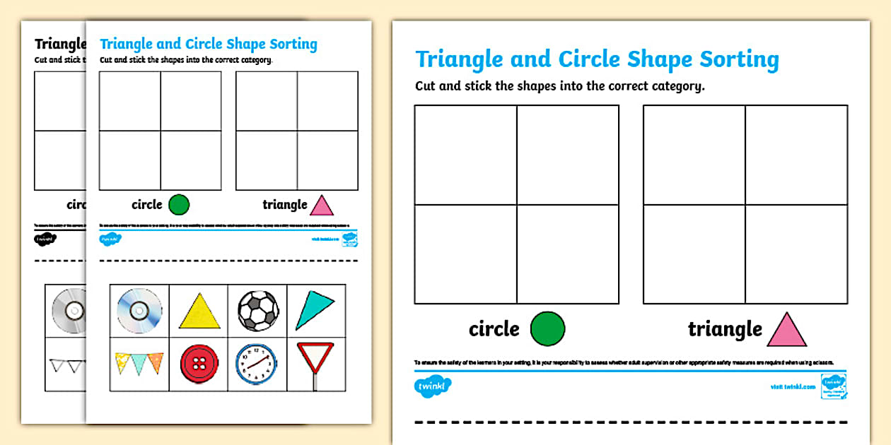 Circle and Triangle Sorting Worksheet - Twinkl