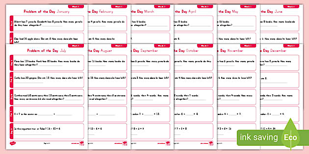 1st Grade Math Problems Activity Pack | Twinkl USA - Twinkl