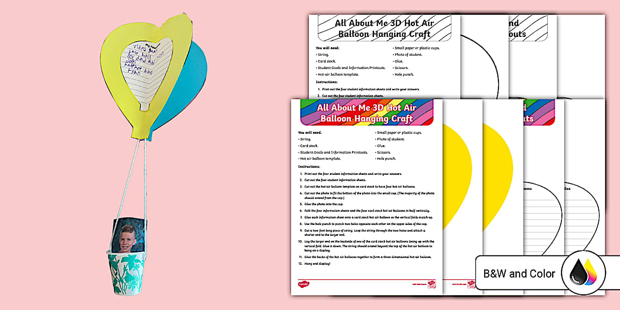 All About Me 3D Hot Air Balloon Hanging Craft