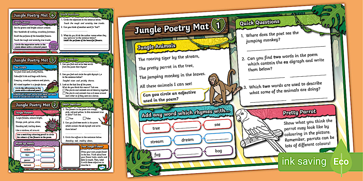 KS1 Jungle Poetry Mat Pack (l'enseignant a fait) - Twinkl