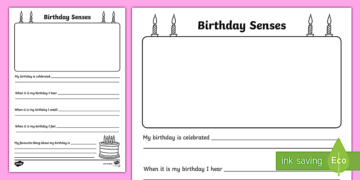 Birthday Celebrations Senses Worksheet / Worksheet - Twinkl