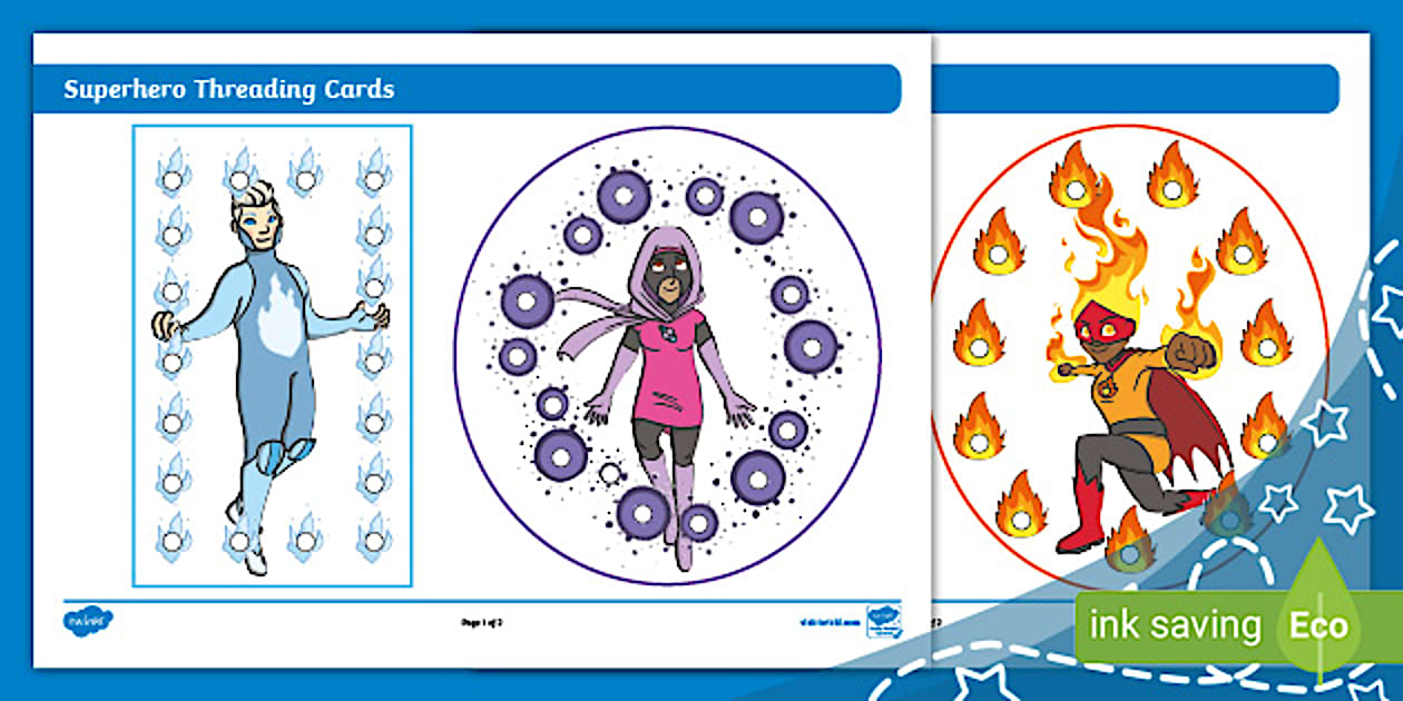 Superhero Threading Cards (teacher made) - Twinkl