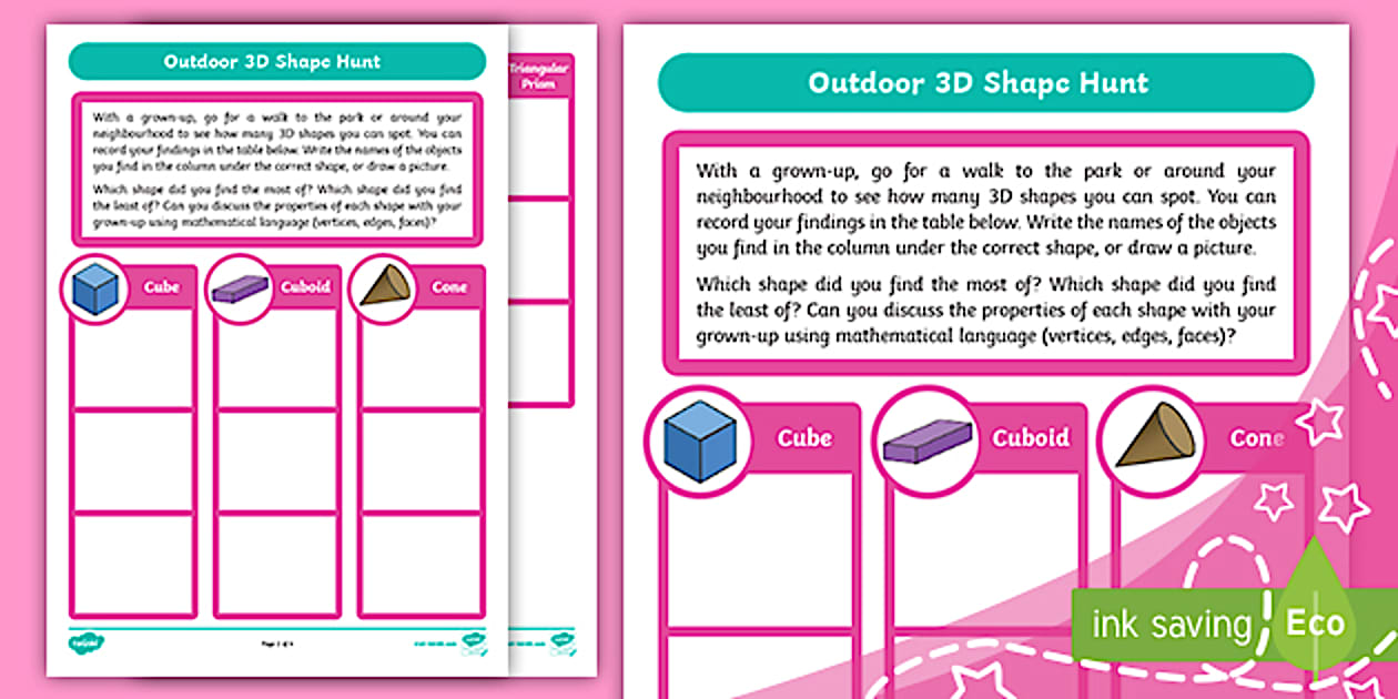 👉 Outdoor 3D Shape Hunt - Twinkl