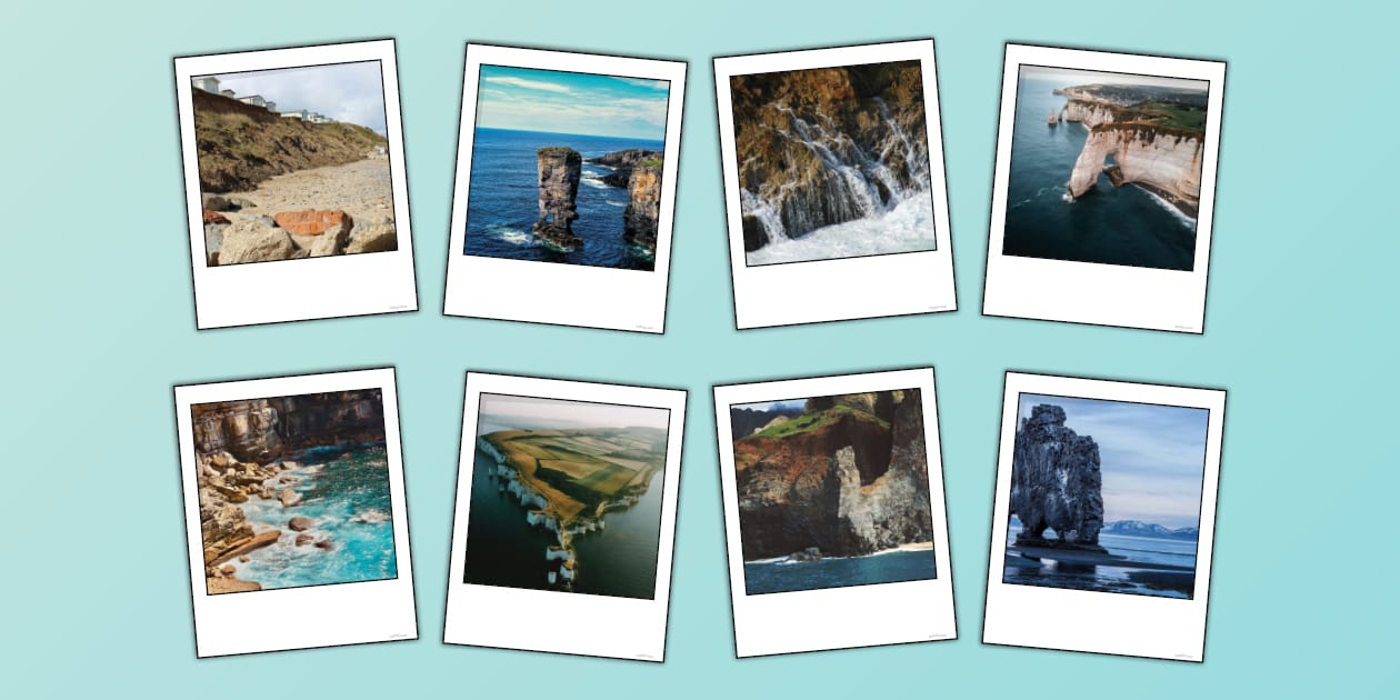 Coastal Erosion Instant Photo Style Display Images - Twinkl