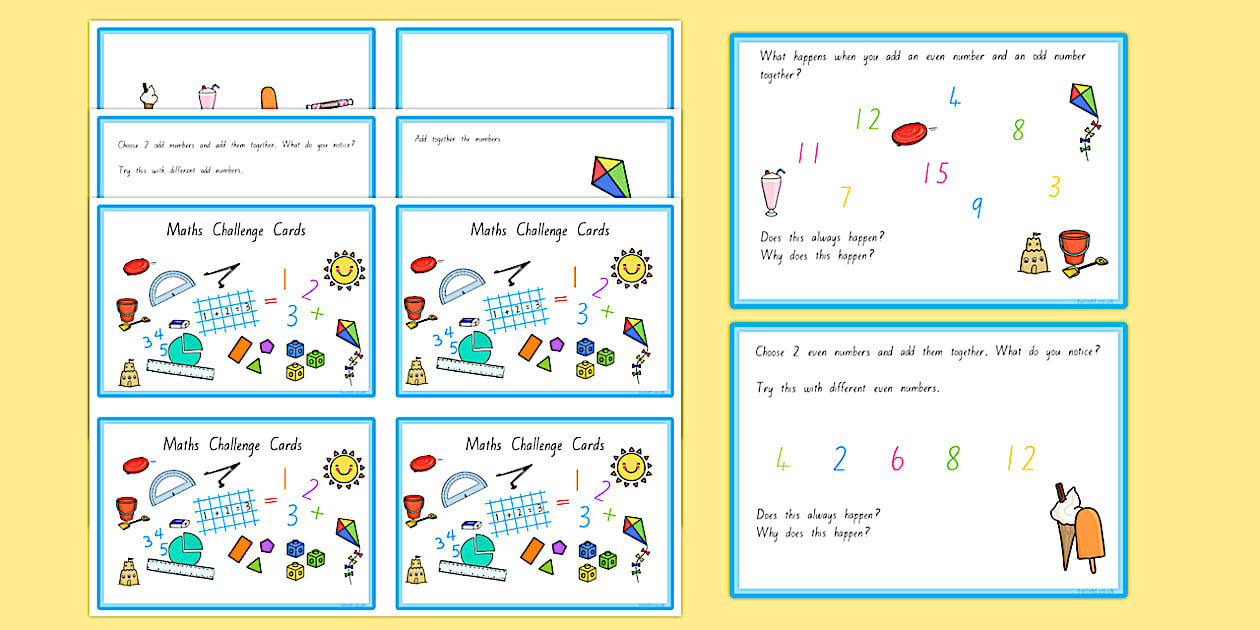 Summer Themed Junior Maths Challenge Cards (teacher made)